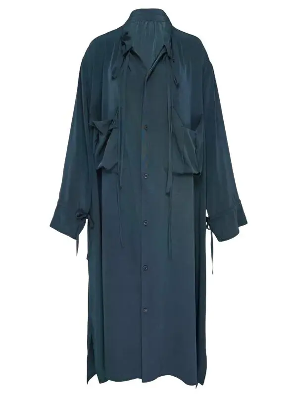 Y’s Draped Back-slit Midi Dress - Blue