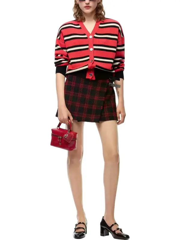 Pinko Striped Button-up Cardigan - Red