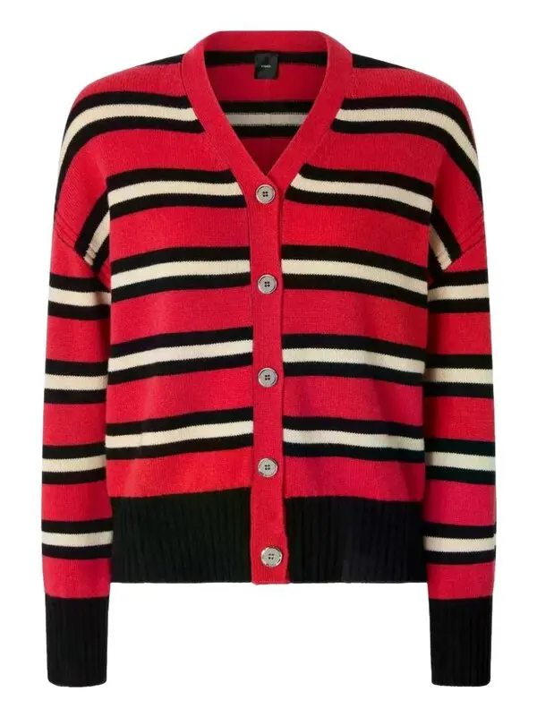 Pinko Striped Button-up Cardigan - Red