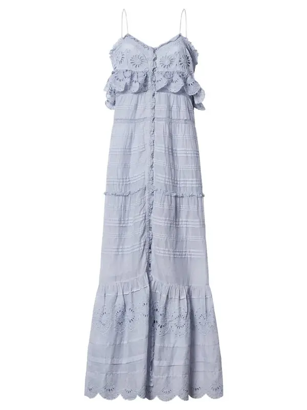 ETOILE Paule Long Floral Lace Dress - Light Blue