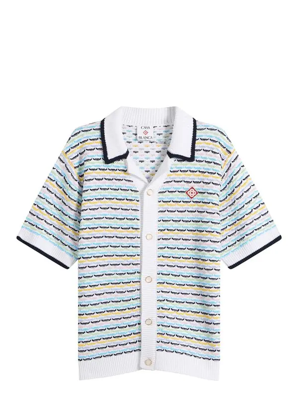 Casablanca Tuck Stitch Short Sleeve Shirt - Green