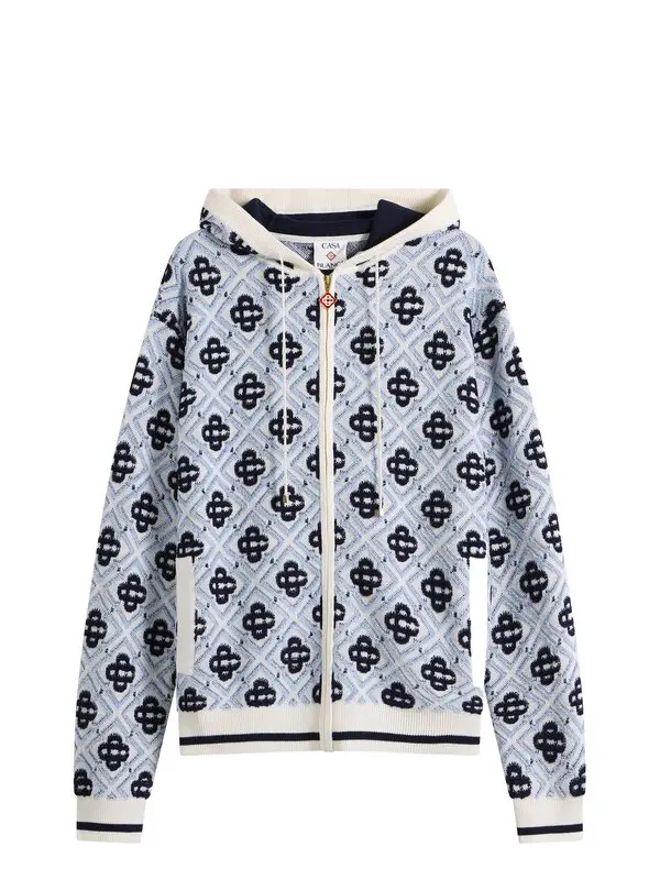Casablanca Monogram Zip Up Hoodie - Navy