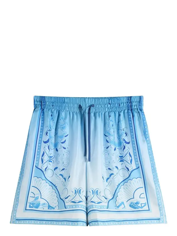 Casablanca Egyptian Rug Silk Shorts - Blue