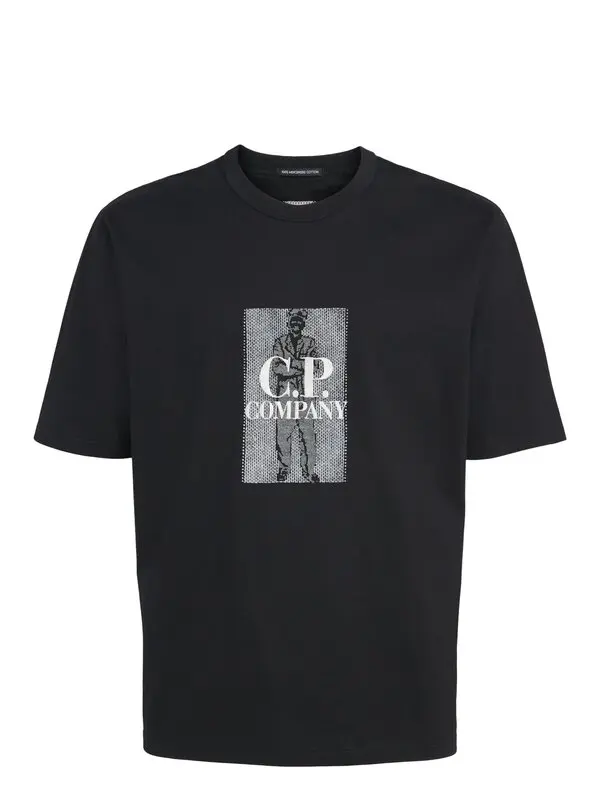 C.P. COMPANY Cotton Embroidered Logo T-shirt - Black