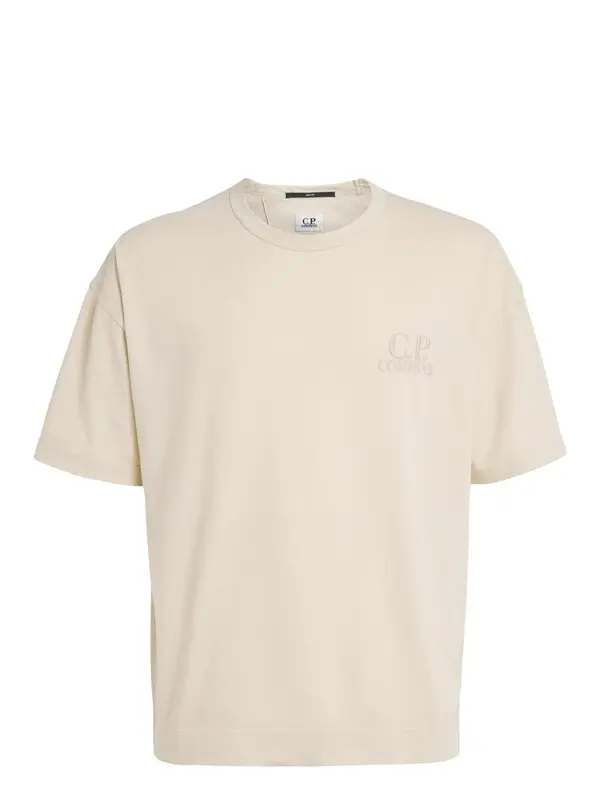 C.P. COMPANY Cotton Embroidered Logo T-shirt - Silver
