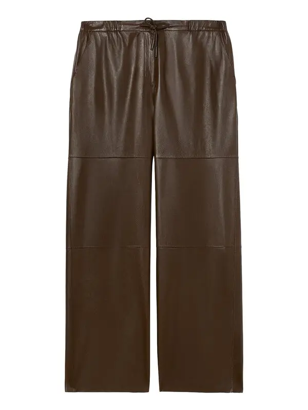 Marina Rinaldi Leather Drawstring Trousers - Brown