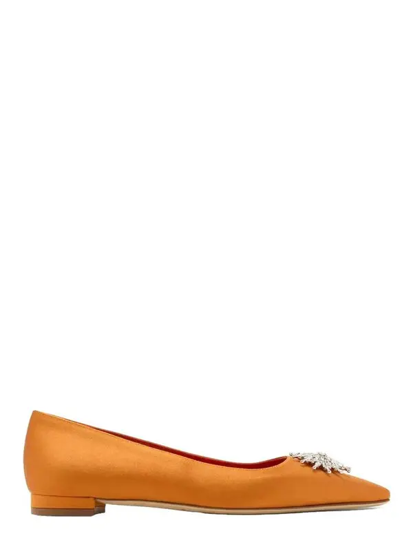Manolo Blahnik Crystal-embellished Pointed-toe Ballet Flats - Orange