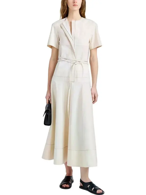 Proenza Schouler White Label Elizabeth Dress In Cotton Linen - Neutrals