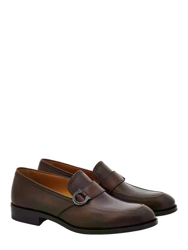 FERRAGAMO Gancini Ornament Moccasins - Brown