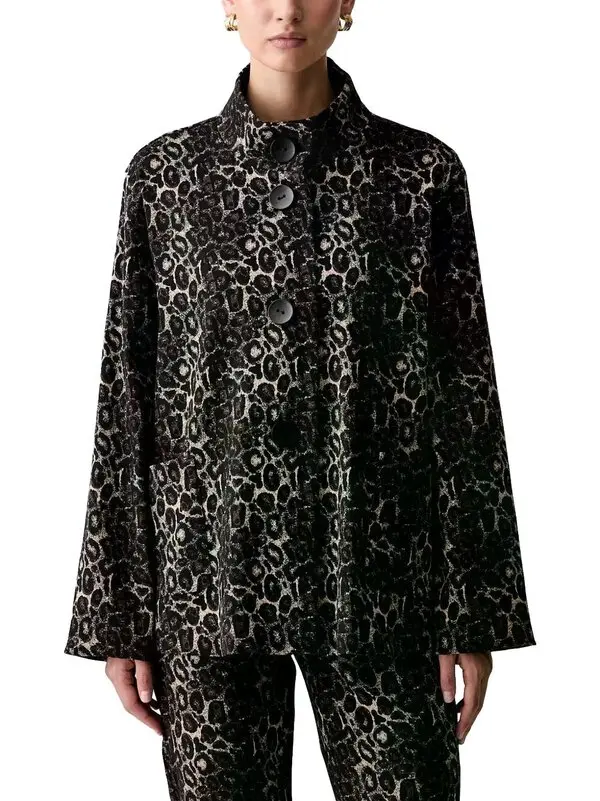 Joseph Ribkoff Leopard-print High Neck Jacket - Black