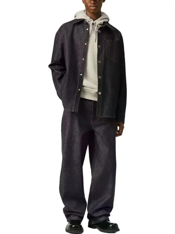 AMI Paris Cotton Overshirt With De Coeur Detail - Blue