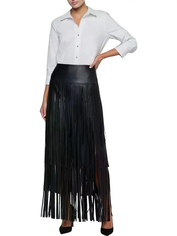 L'Agence Karolina Fringe-trimmed Maxi Skirt - Black