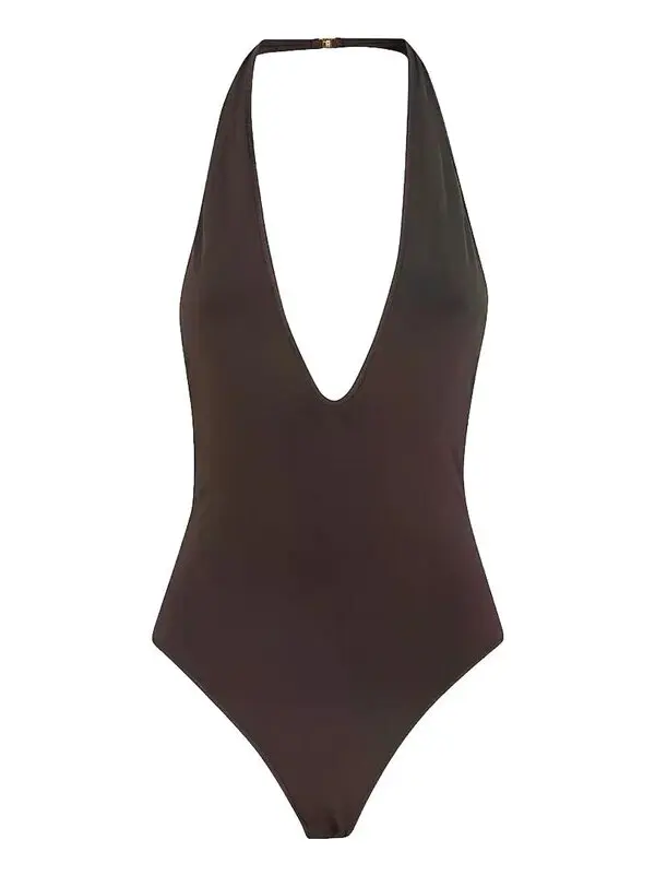 Zimmermann Luna Halterneck Bodysuit - Brown