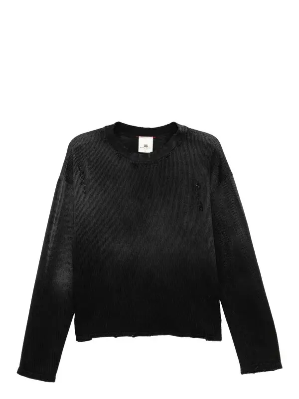 MOOJI MOOJI Waffle-knit Distressed Sweater - Black