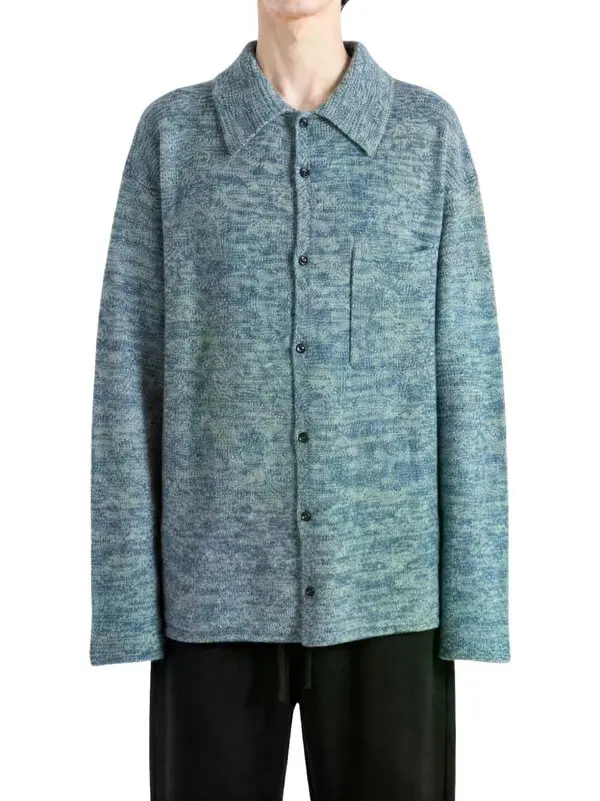 THE ELDER STATESMAN Marl Knit Button-down Shirt - Blue