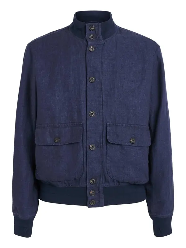 Polo Ralph Lauren Linen Herringbone Harrington Jacket - Navy