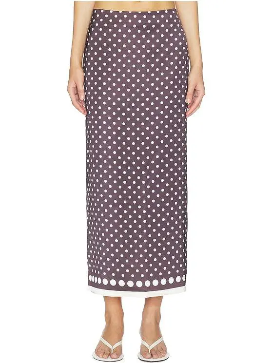 STONE COLD FOX X Revolve Porsha Midi Skirt In . Also - Brown