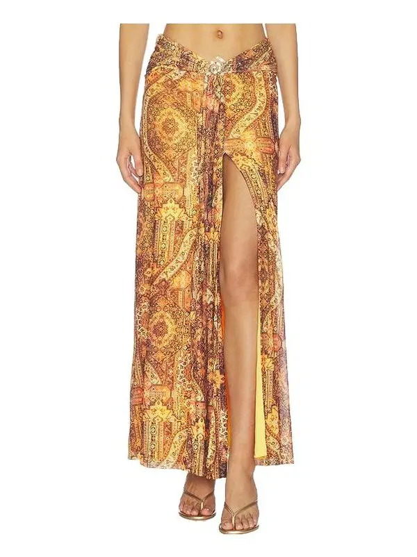 RUNAWAY THE LABEL Skylar Ruched Maxi Skirt - Multi