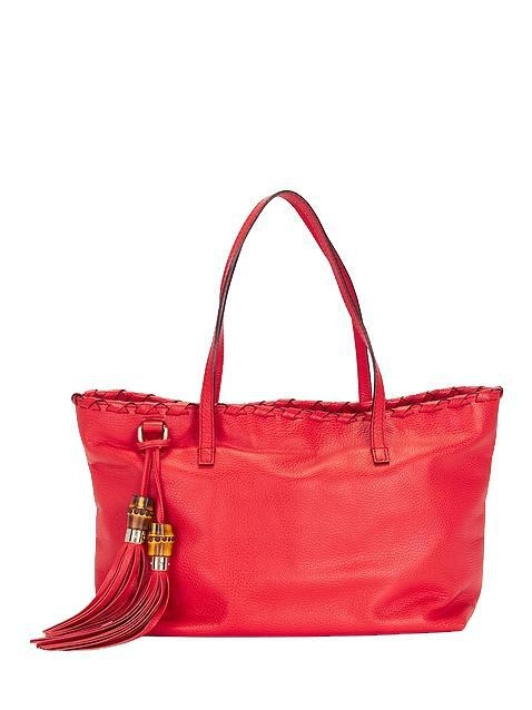 FWRD RENEW Gucci Bamboo Tassel Tote Bag - Red