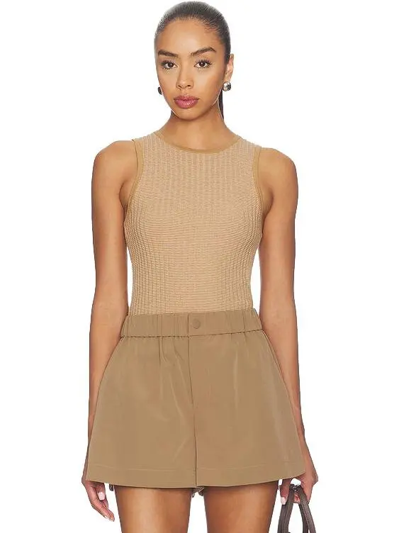 Varley Hanson Rib Knit Tank Top - Tan