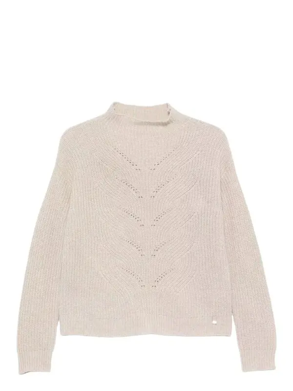 Herno Pointelle-knit Sweater With Ribbed Trim - Neutrals