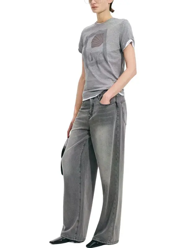 JNBY Cotton Abstract-print T-shirt - Grey