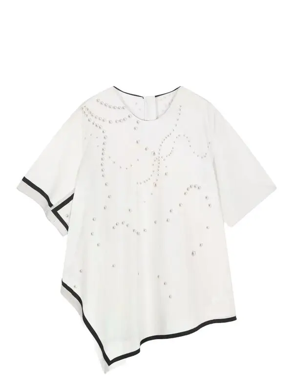 JNBY Asymmetric Hem Pearl Print Blouse - Neutrals