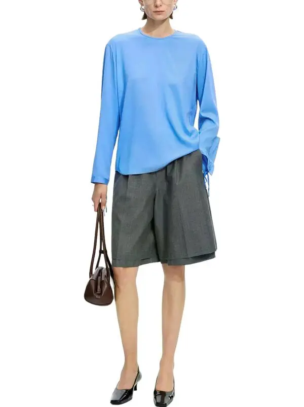 JNBY Long Sleeve Blouse With Self-tie Cuffs - Blue