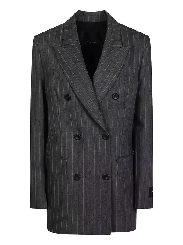 Pinko Double-breasted Pinstripe Blazer - Grey