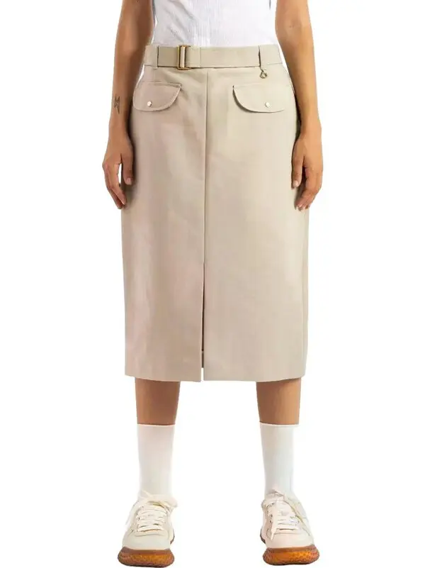 Moncler Belted Knee-length Cotton Skirt - Neutrals