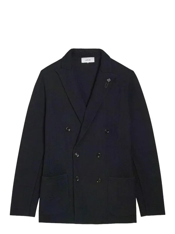 LARDINI Double-breasted Knitted Blazer - Blue