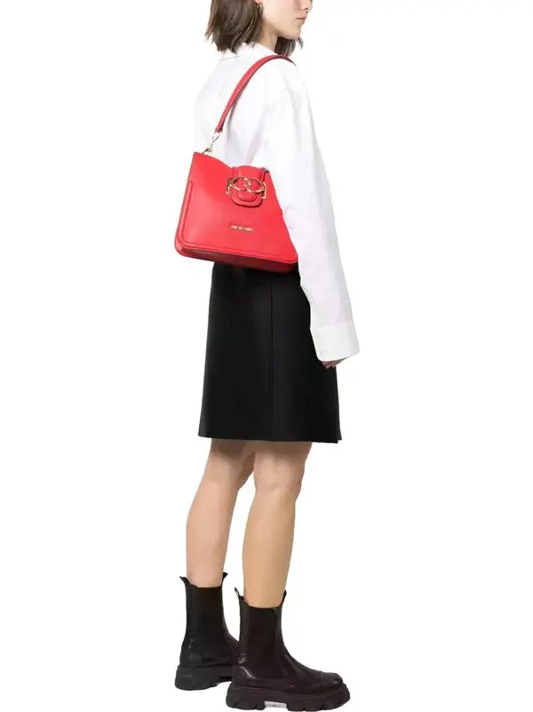 Moschino Logo Plaque Shoulder Bag - Red
