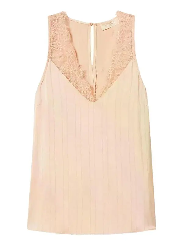 TWINSET Satin And Lace V-neck Sleeveless Top - Pink