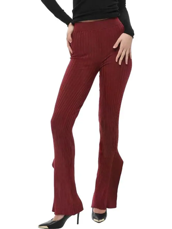 Stella McCartney Ribbed Knit Side-slit Trousers - Red