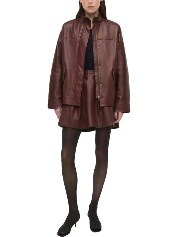 Simkhai Bryar Leather Mini Skirt - Red