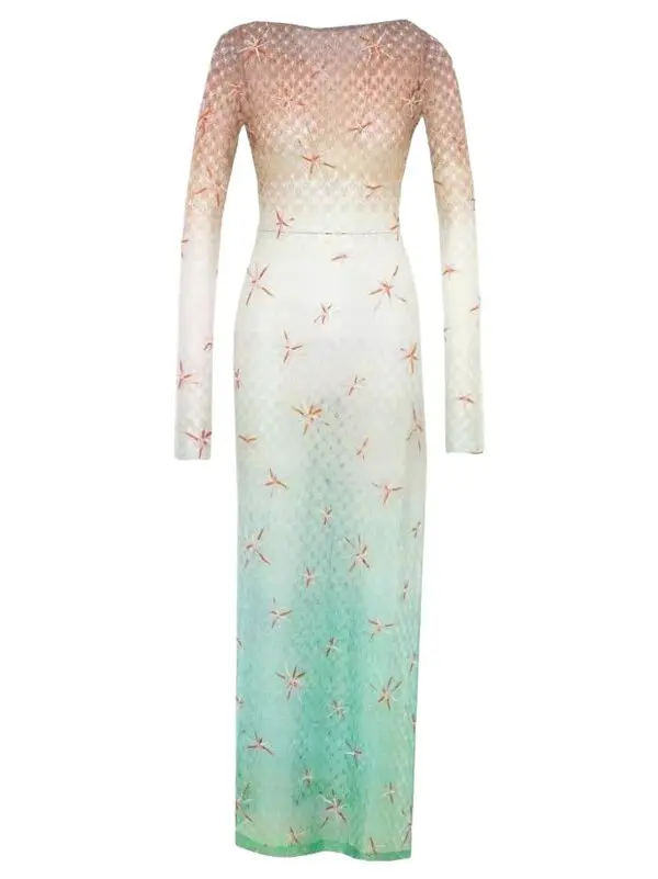 Missoni Lamé Viscose Dégrade Spiderweb Motif Maxi Dress - Neutrals