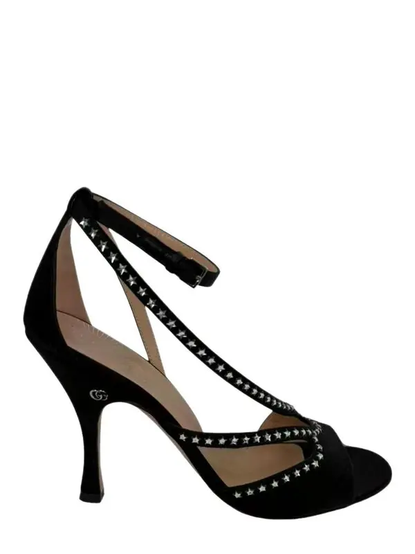 Gucci Star Embellished Gg Sandals - Black