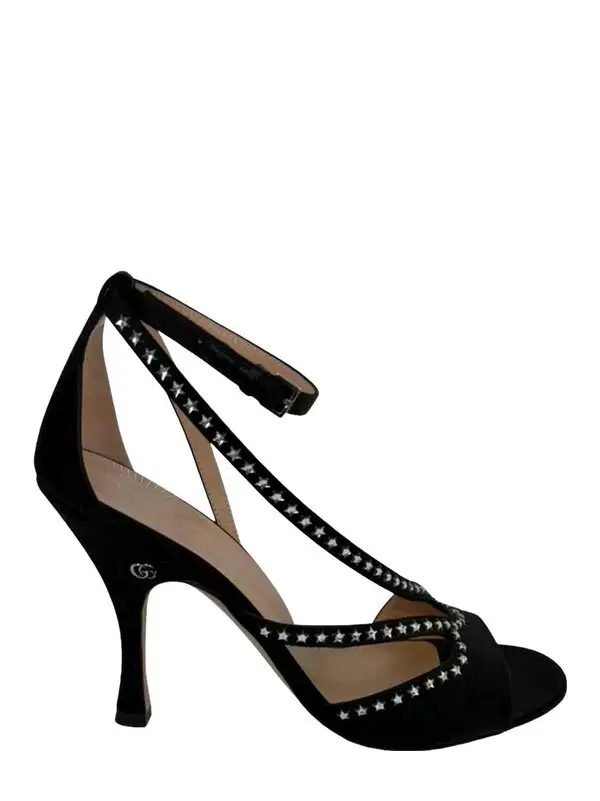 Gucci Star Embellished Gg Sandals - Black
