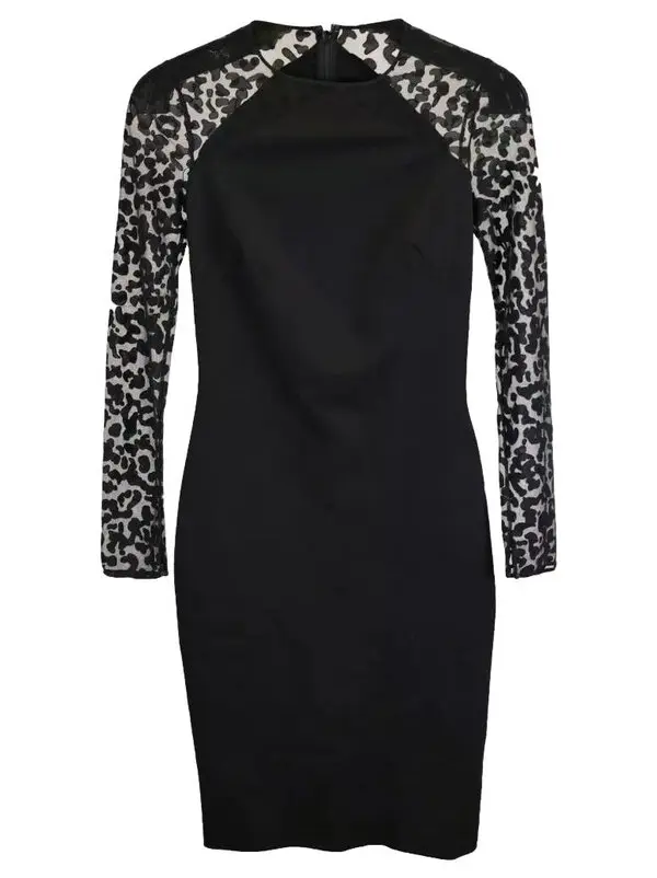 Stella McCartney Lace Mesh Long Sleeve Crew Neck Dress - Black