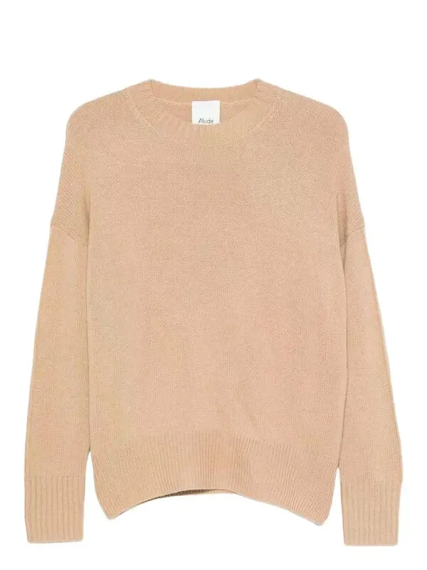 ALLUDE Ribbed-knit Crew Neck Sweater - Neutrals