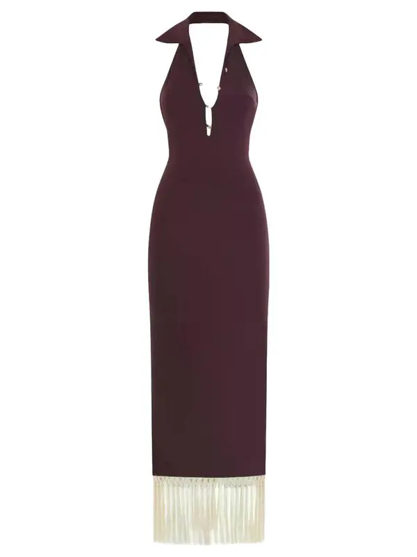 TALLER MARMO Tropicana Fringe Midi Dress - Brown