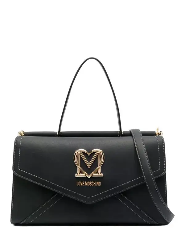 Moschino Logo Plaque Envelope Tote Bag - Black