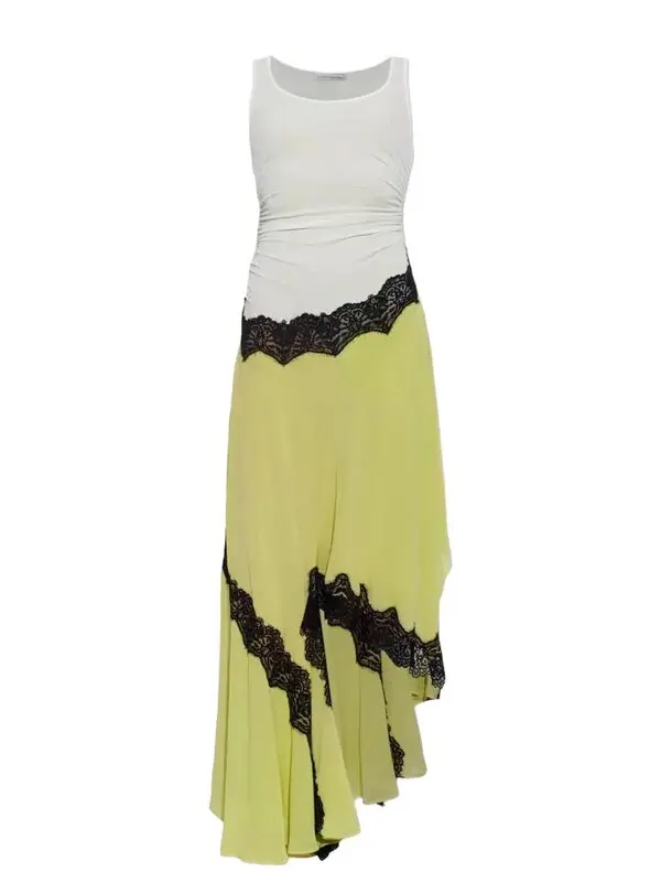 Christopher Esber Lace-insert Asymmetric Hem Tank Dress - Yellow