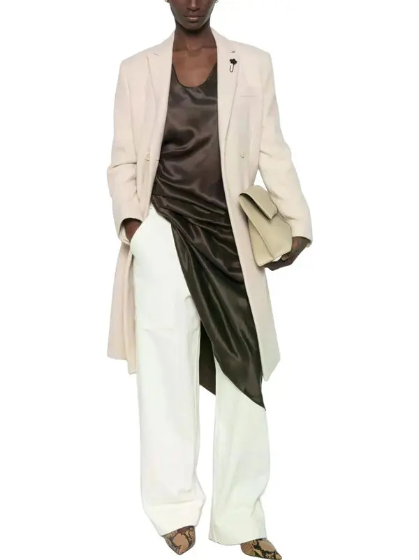 LARDINI Double-breasted Wool Coat - Neutrals