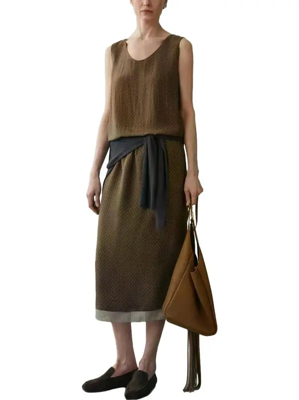 LESS Polka-dot Printed Layered Vest - Brown