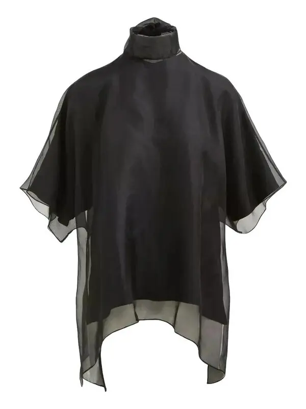 Brandon Maxwell High-neck Sheer-panel Blouse - Black