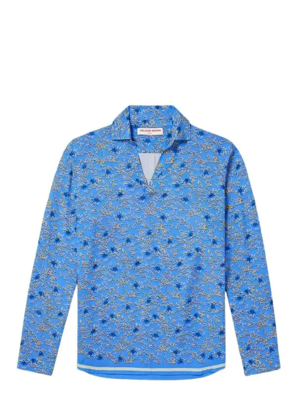 Orlebar Brown V-neck Polo-collar T-shirt - Blue