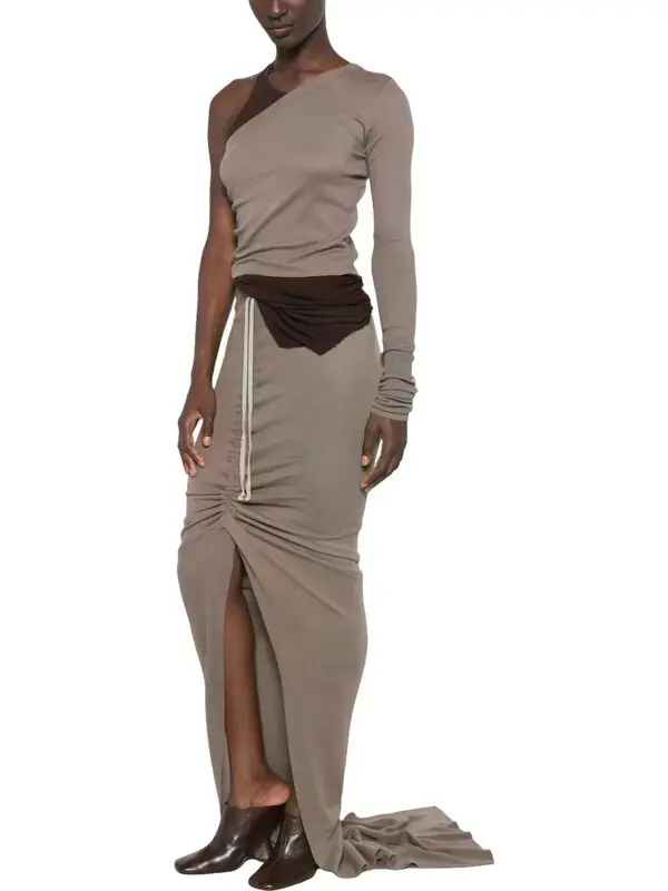 Rick Owens Drawstring Asymmetric Maxi Skirt - Grey