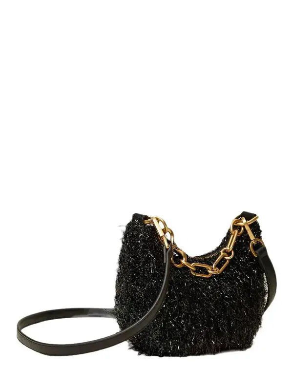 TWINSET Mini Croissant Bag With Lurex And Chain - Black