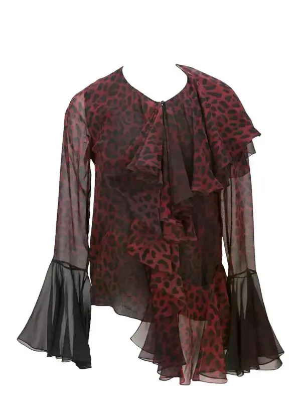 TOM FORD Leopard-print Ruffled Blouse - Red